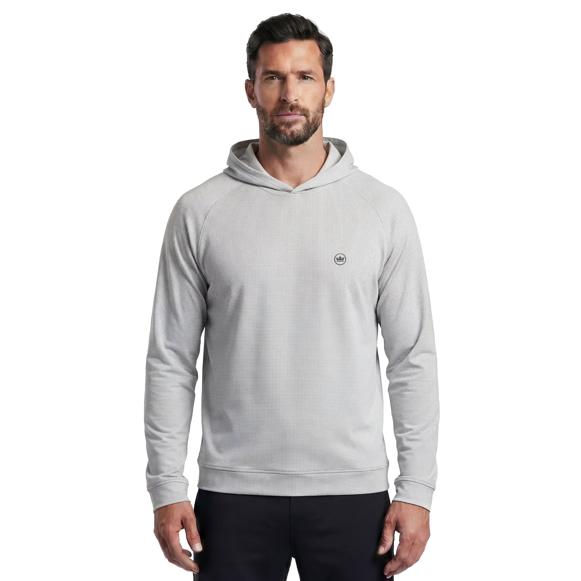 Peter Millar Pine Houndstooth Performance Hoodie - Gale Grey ...