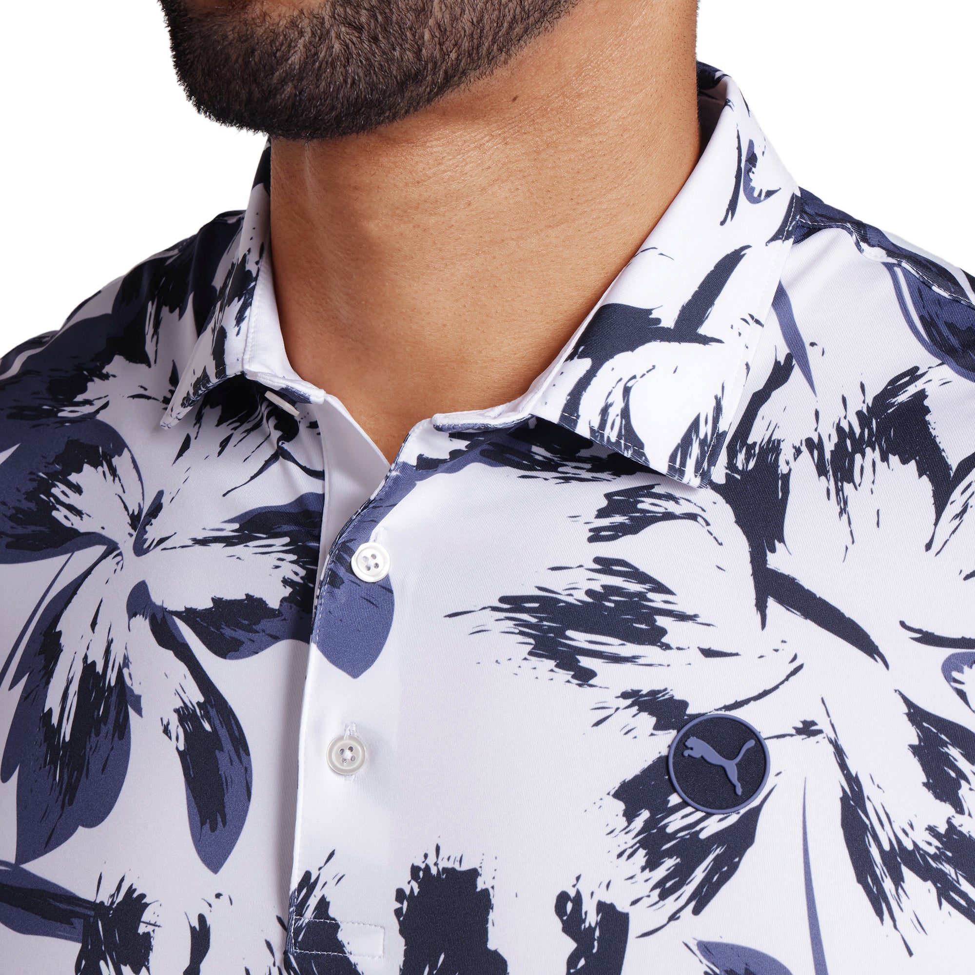 Puma Golf Broken Flower Polo Shirt - White Glow/Blue Crystal 02 - 630572-02 - Function18 ...