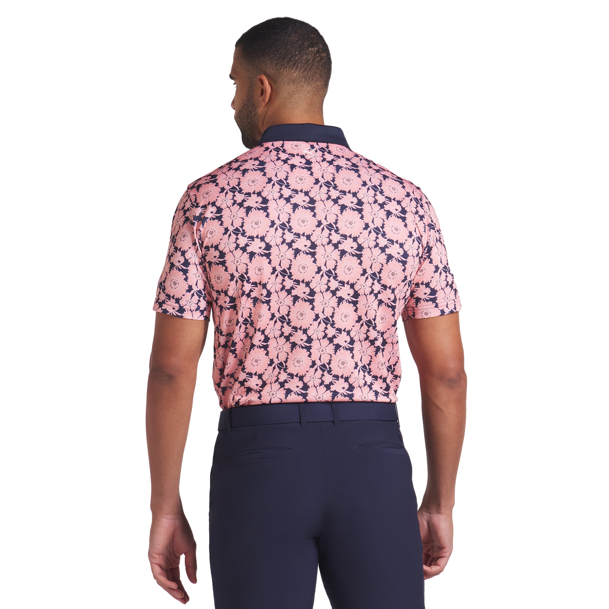 Puma Golf Flower Fields Pique Polo Shirt - Pink Fruit/Deep Navy 02 ...