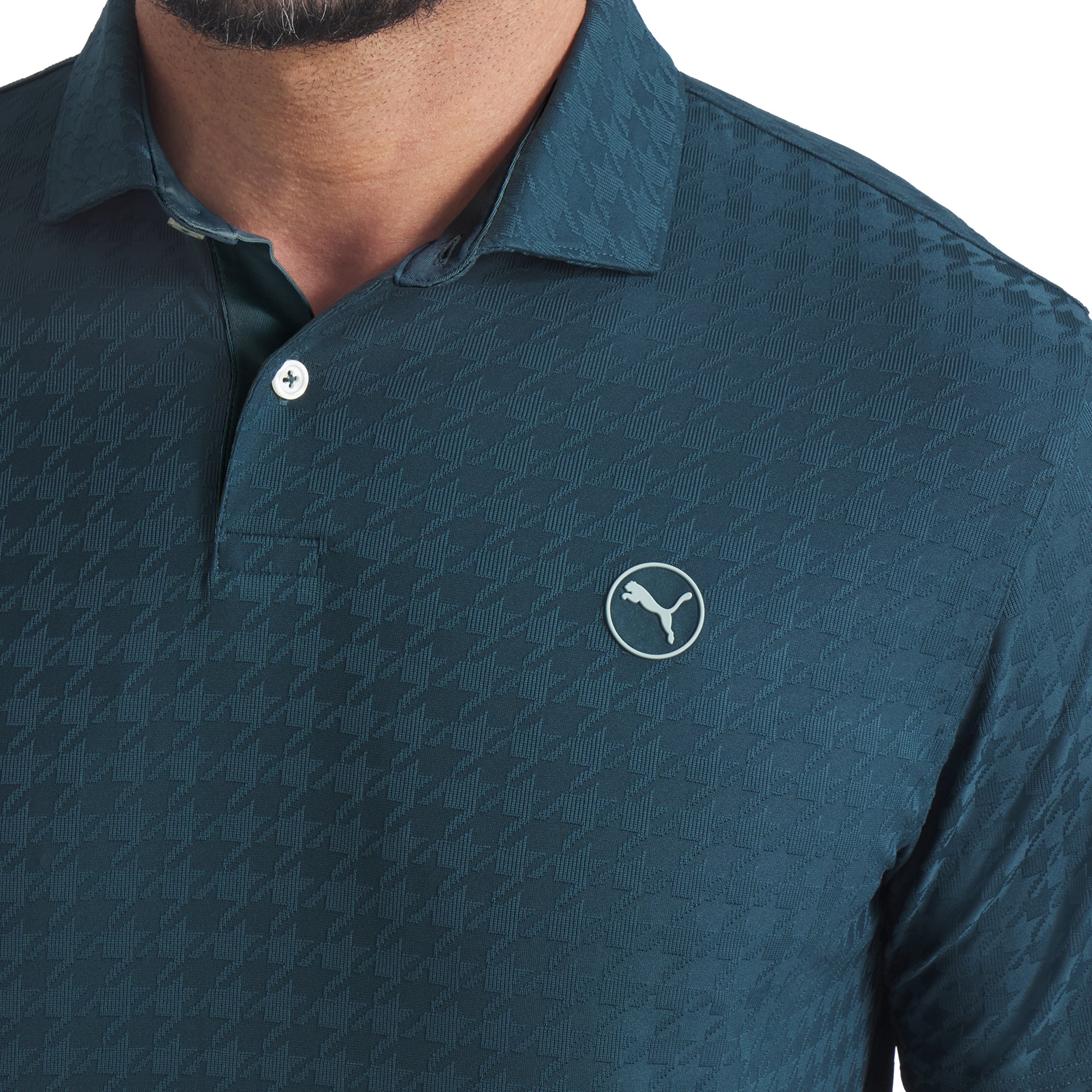 Puma Golf MATTR Houndstooth Polo Shirt - Green Terrain 02 - 633024 ...