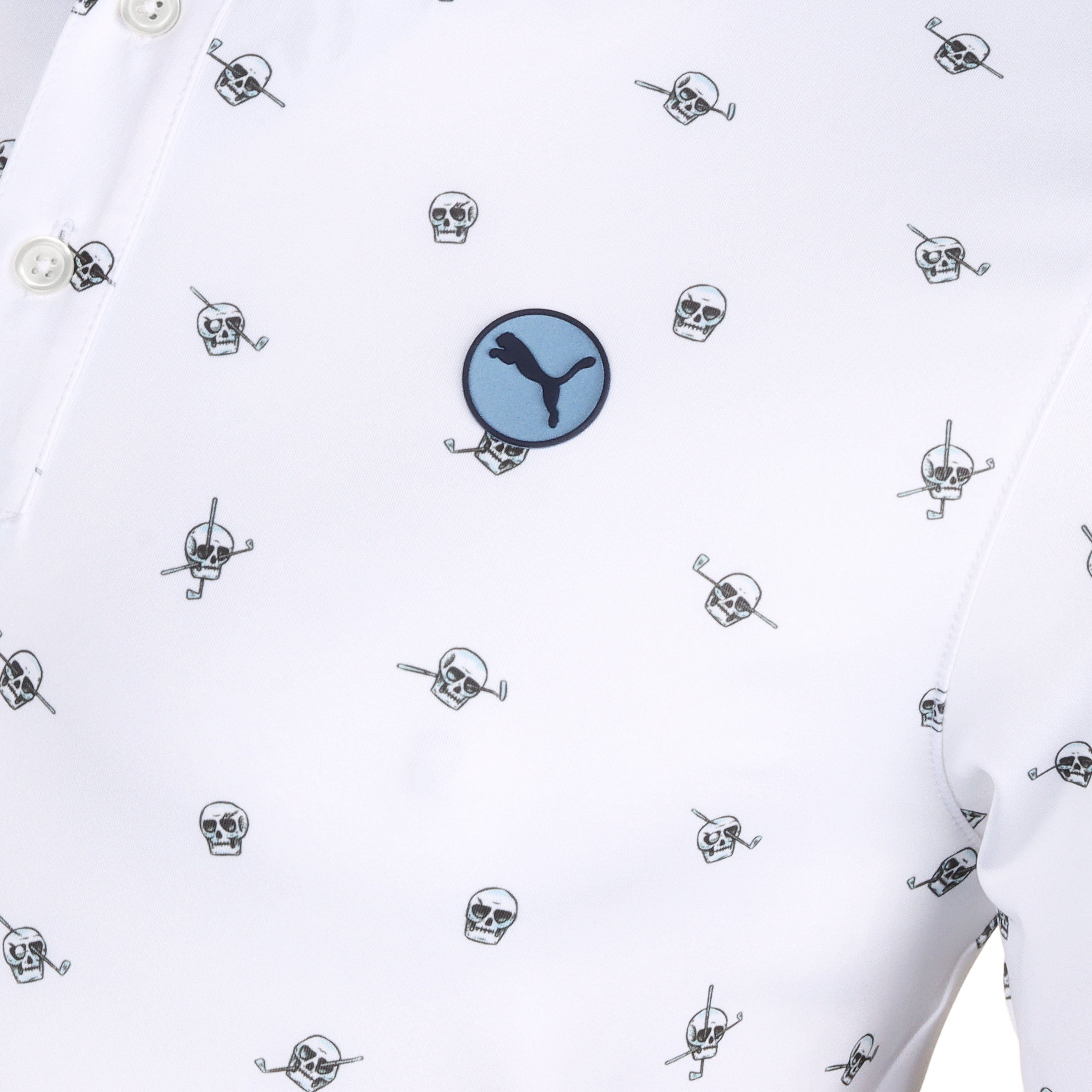 Puma Golf Skulls Polo Shirt - White Glow/Silver Sky 01 - 628065-01 ...