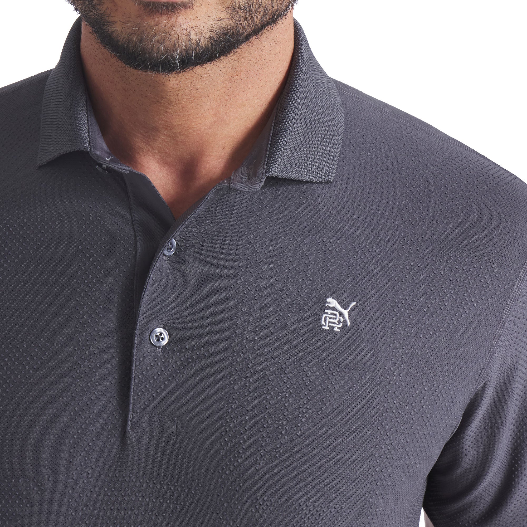 Puma Golf x Reigning Champ Jacquard Polo Shirt - Dusky Grey 02 - 633029 ...