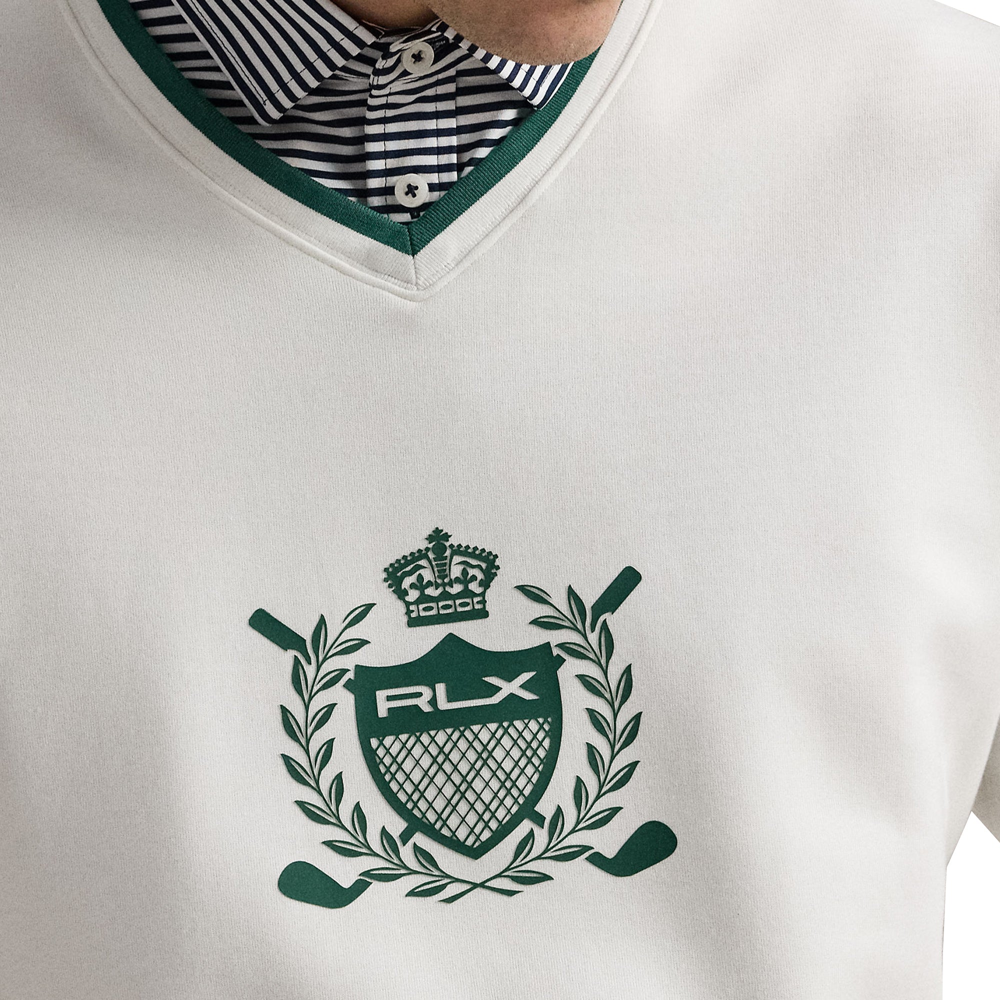 RLX Ralph Lauren Double Knit Crest Sweater - Ceramic White/Kelly Green ...