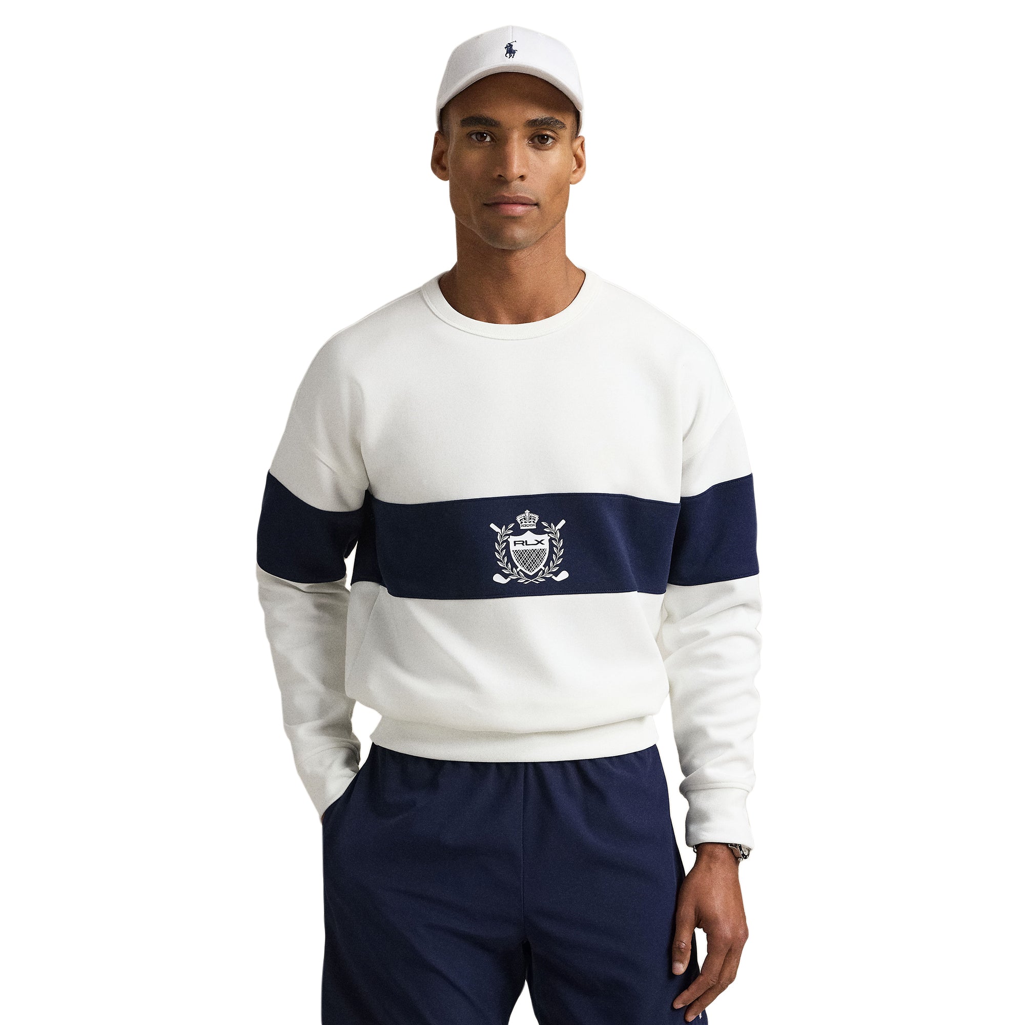 RLX Ralph Lauren Double Knit Crest Sweater - Ceramic White/Refined Navy ...