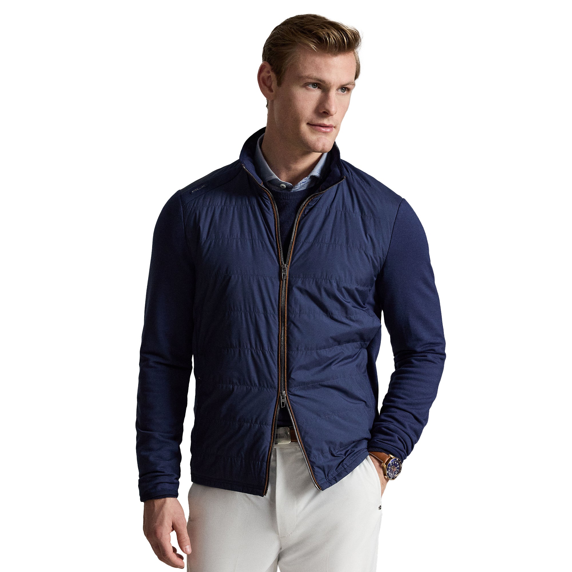 RLX Ralph Lauren Quilted Hybrid Full Zip Jacket - Refined Navy 002 ...