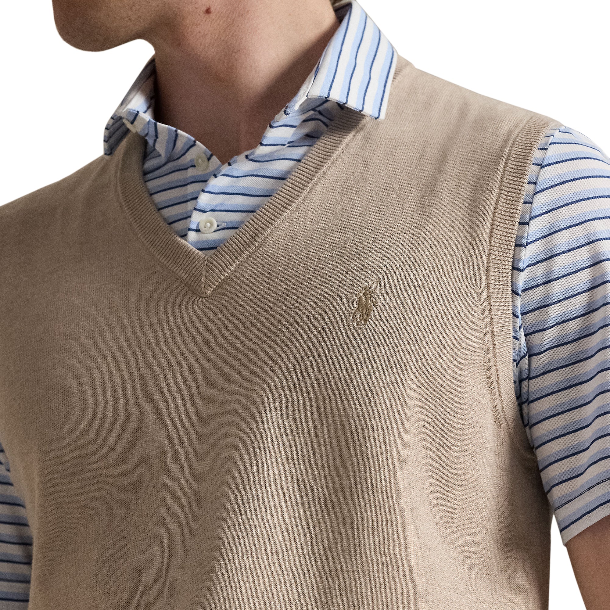 RLX Ralph Lauren Sweater V-Neck Vest - Ecru Tan Heather 502 - 785931318 ...