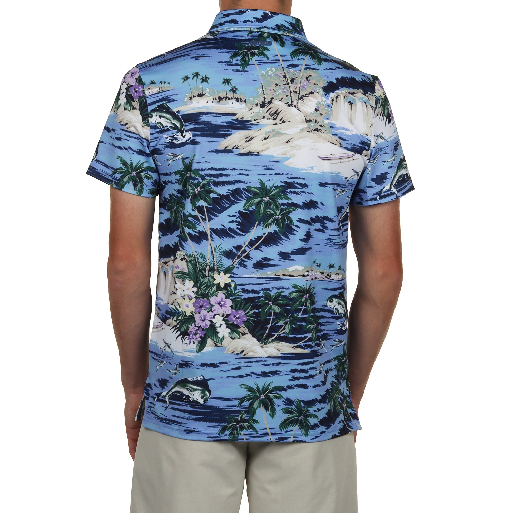 RLX Ralph Lauren Tailored Performance Polo Shirt - Office Blue Tropical Haven 001 - 785A87078 ...