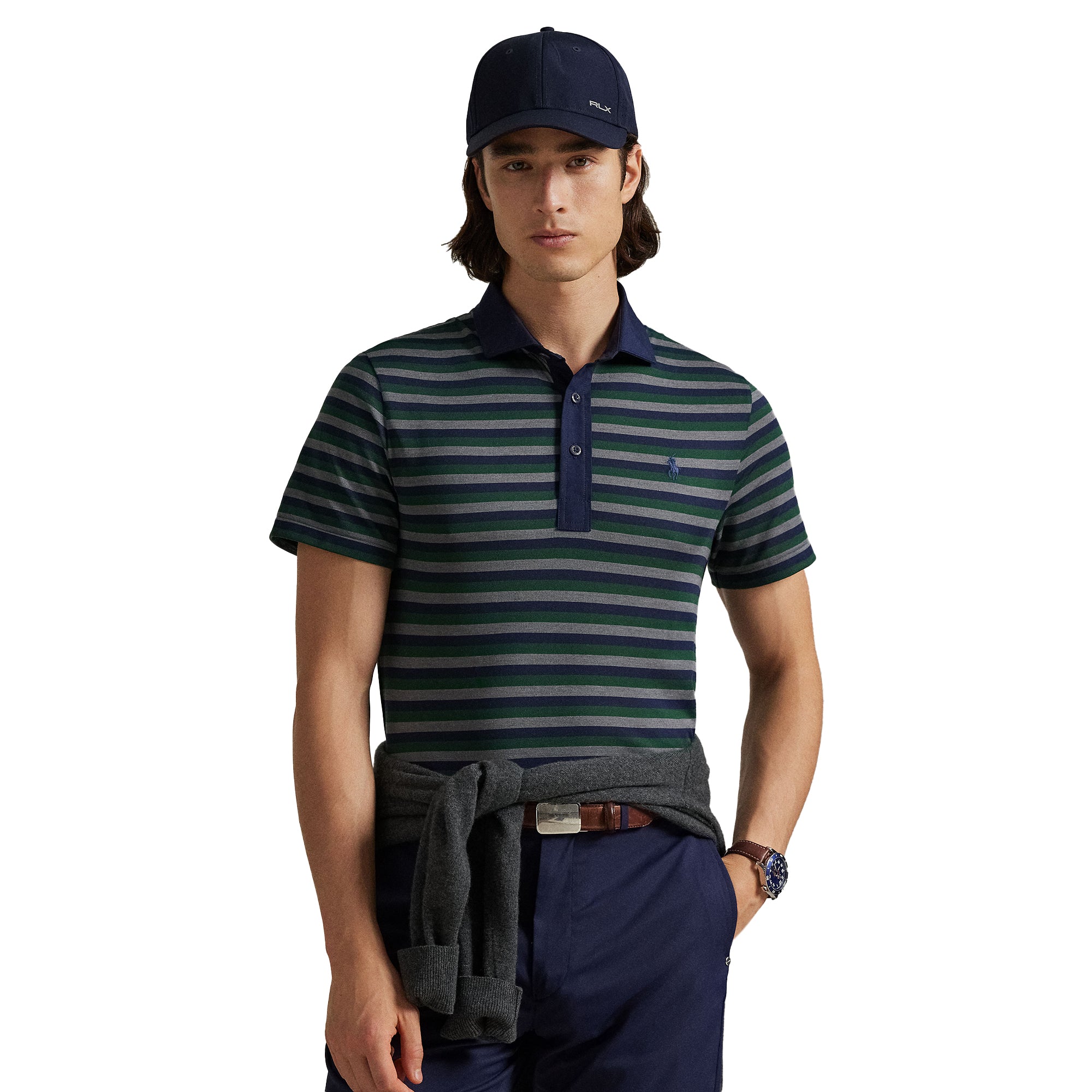 RLX Ralph Lauren Tailored Performance Polo Shirt - Vintage Pine Multi ...