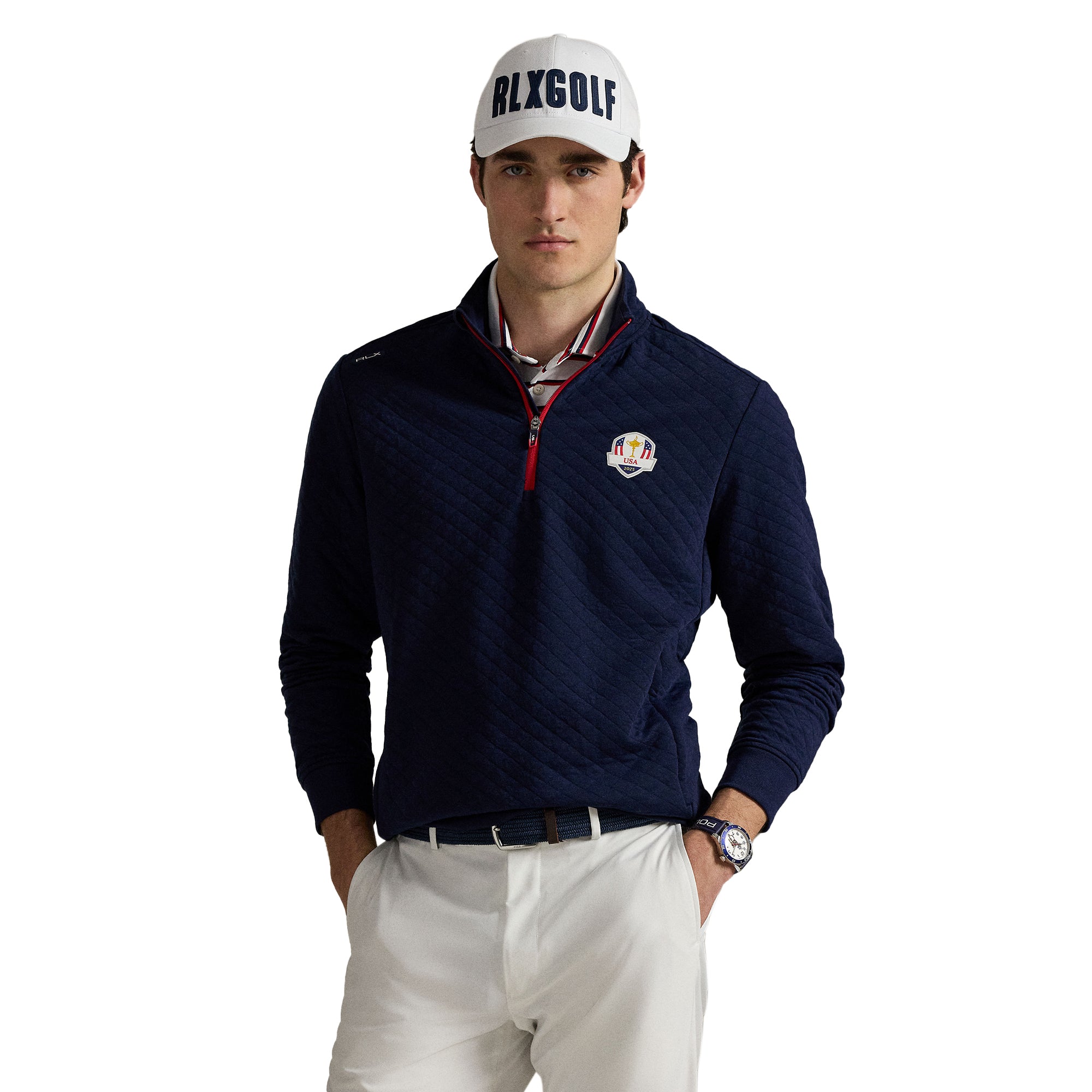 RLX Ralph Lauren US Ryder Cup 25 Quilted Half Zip - Refined Navy 001 ...