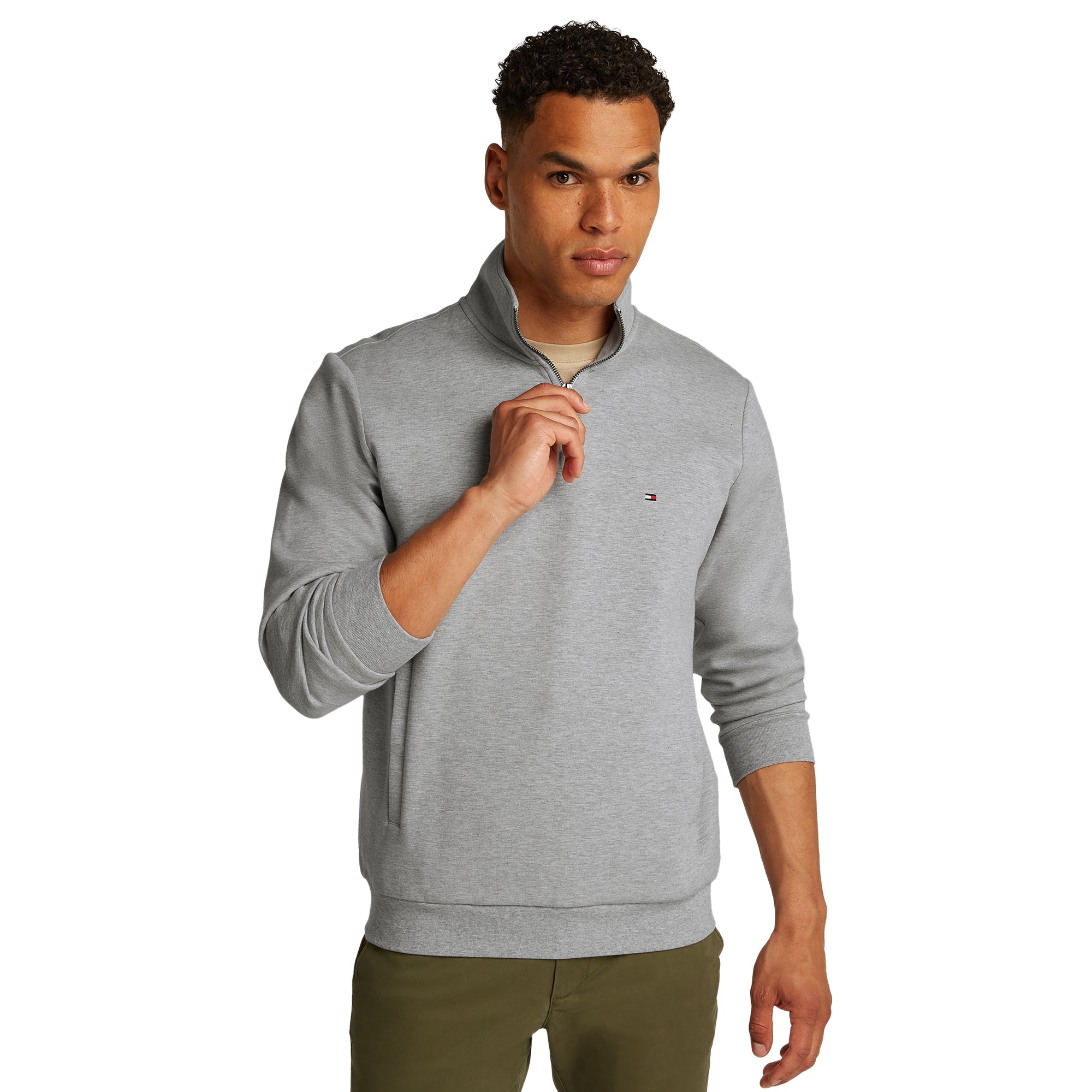 Tommy Hilfiger Essential Intechno 1/4 Zip - Light Grey Heather P01 ...