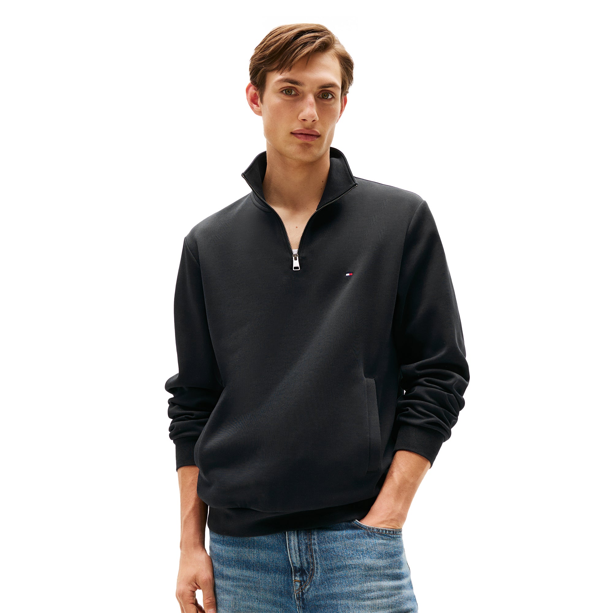 Tommy Hilfiger Essential Intechno 1/4 Zip - Black BDS - MW0MW36510-BDS ...