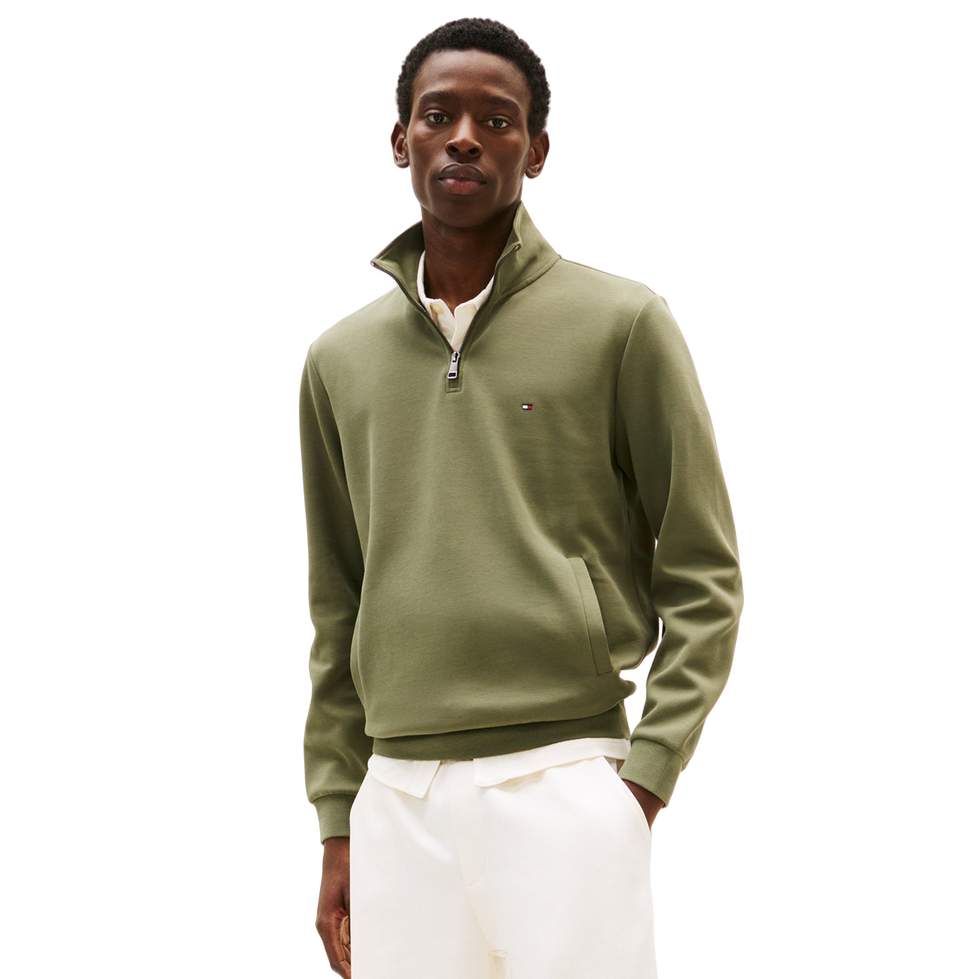 Tommy Hilfiger Essential Intechno 1/4 Zip - Battle Green PLI ...