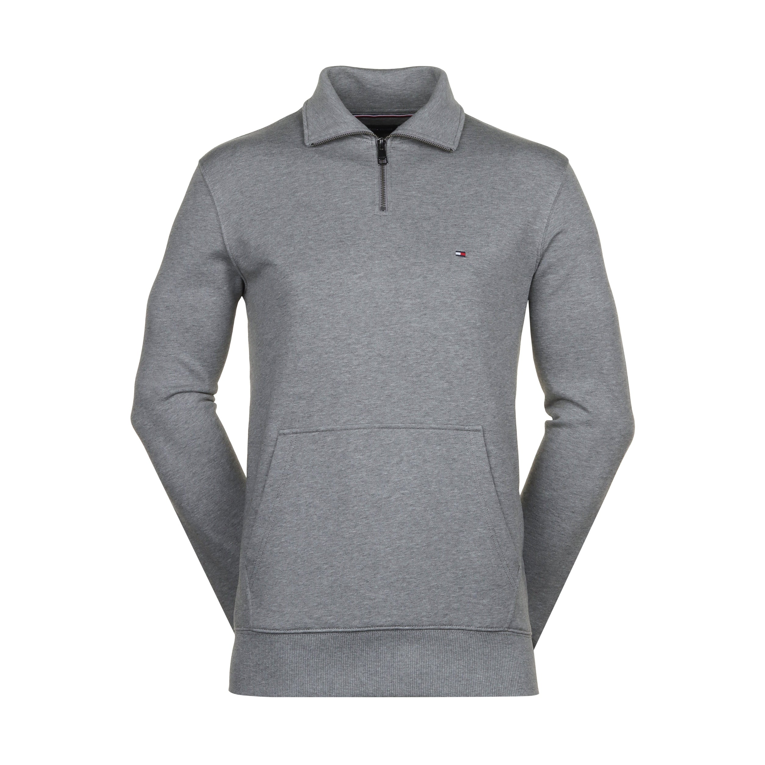 Tommy Hilfiger Essential Terry 1/4 Zip - Medium Grey Heather P91 ...