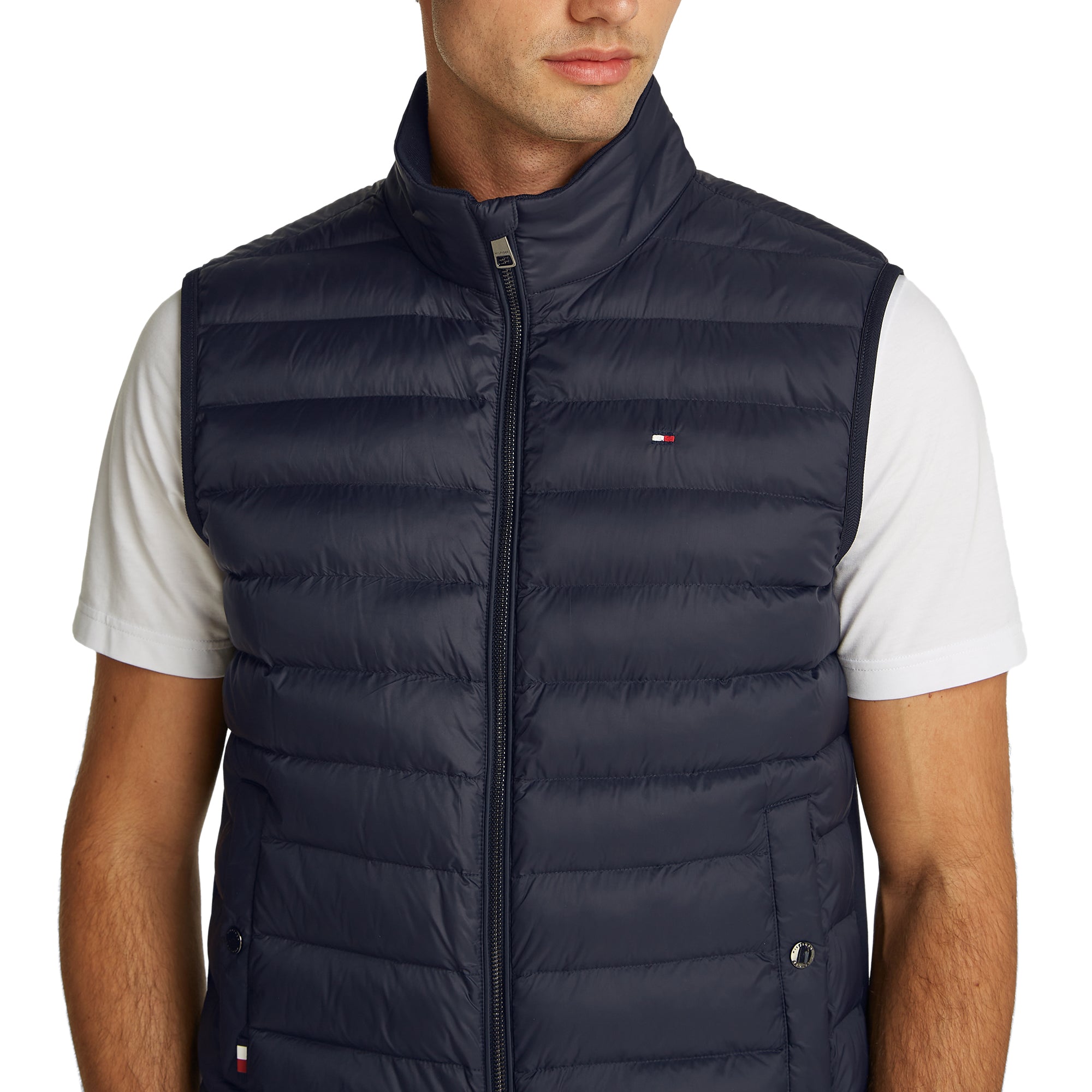 Tommy Hilfiger Mixed Media Full Zip Vest - Desert Sky DW5 - MW0MW38982 ...
