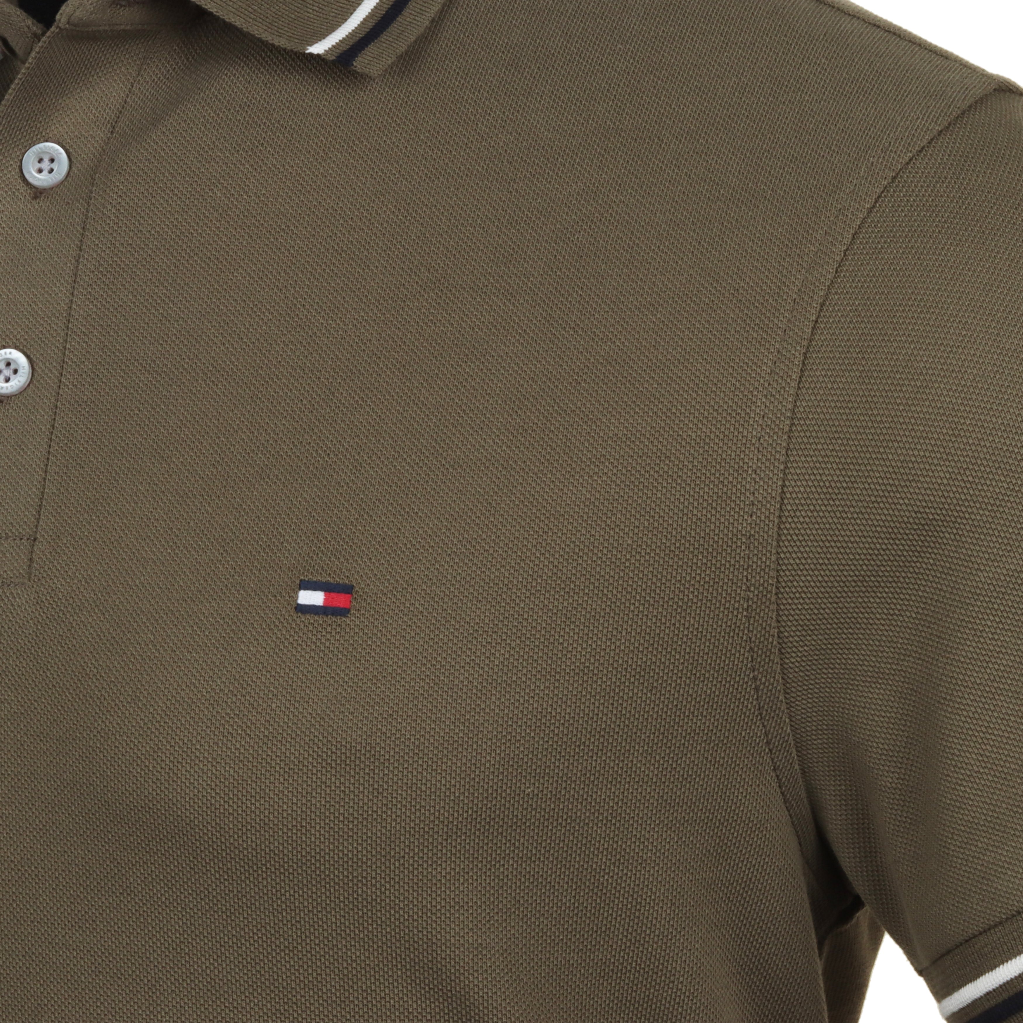 Tommy Hilfiger Tipped Slim Polo Shirt - Army Green RBN - MW0MW37346-RBN ...