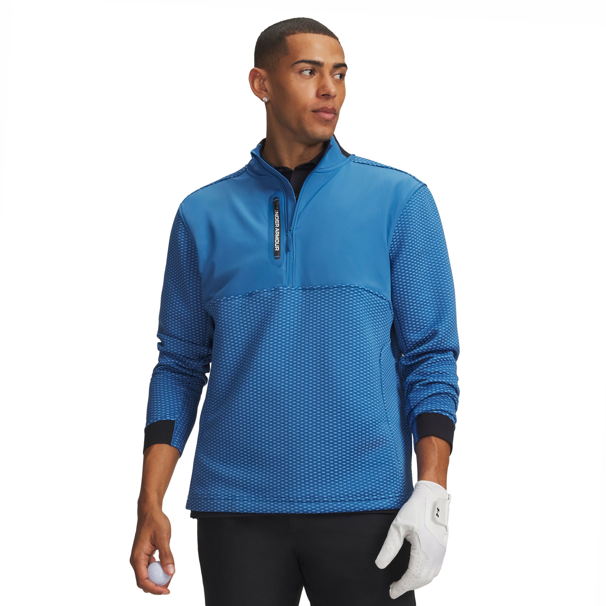 Under Armour Golf Drive Pro Hybrid 1/2 Zip Midlayer - Aegean Blue/White ...
