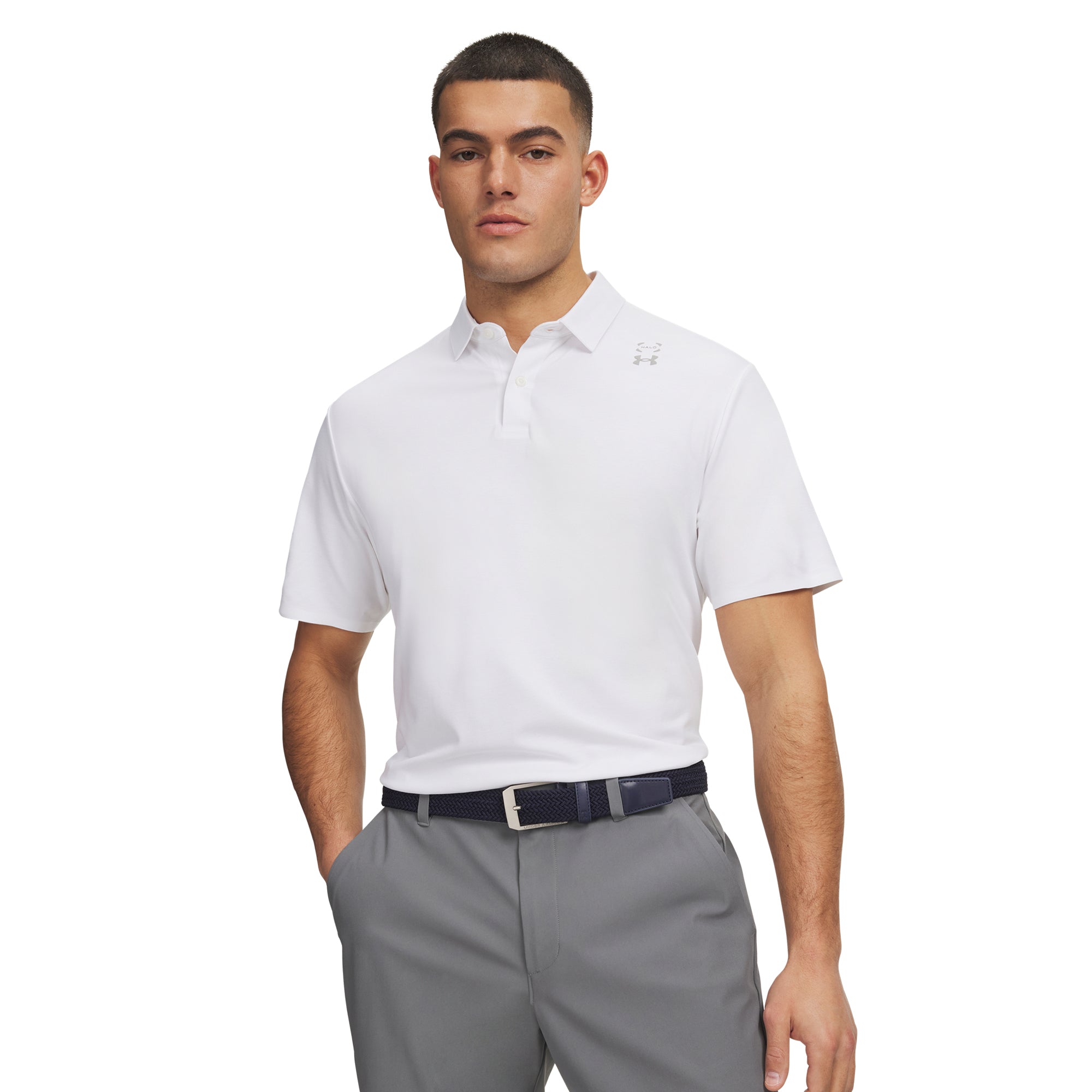 Under Armour Golf Halo Bonded Polo - White 100 - 6009638-100 - Function18
