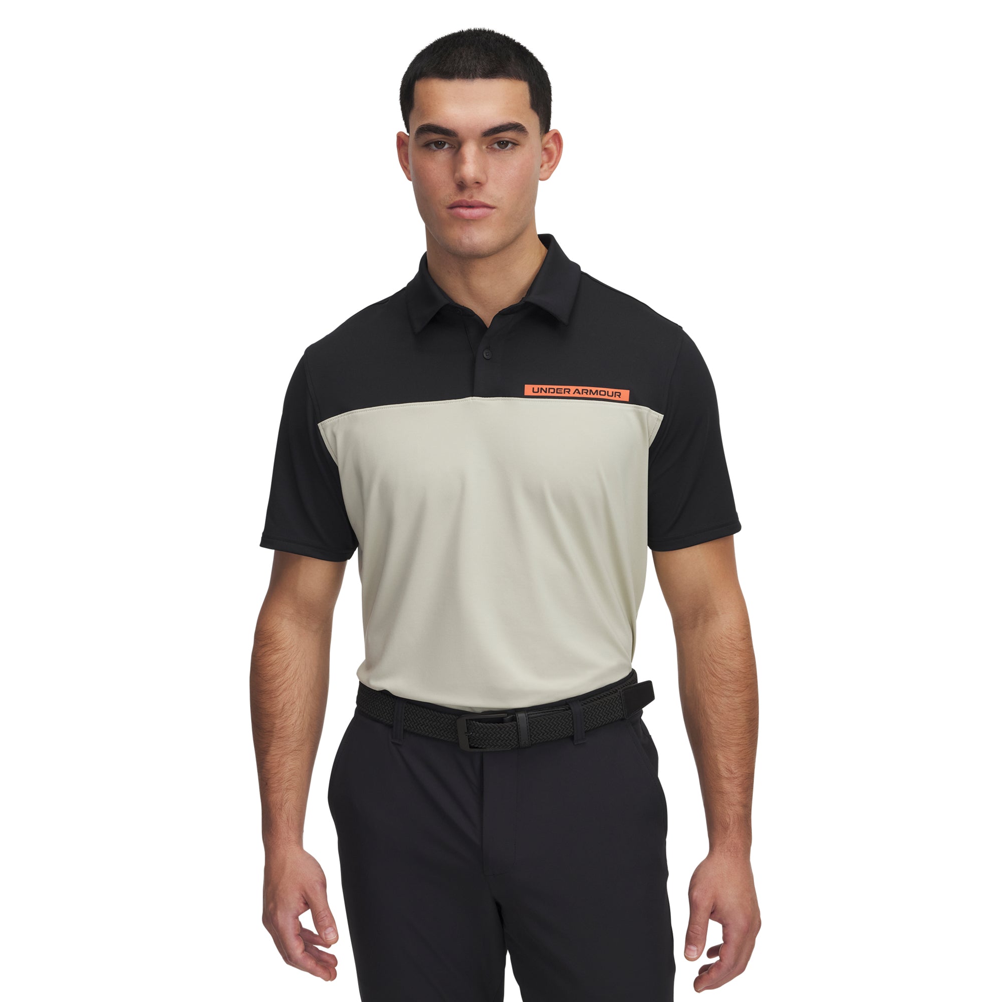 Under Armour Golf T2G Colour Block Shirt - Black/Khaki 003 - 1383139 ...