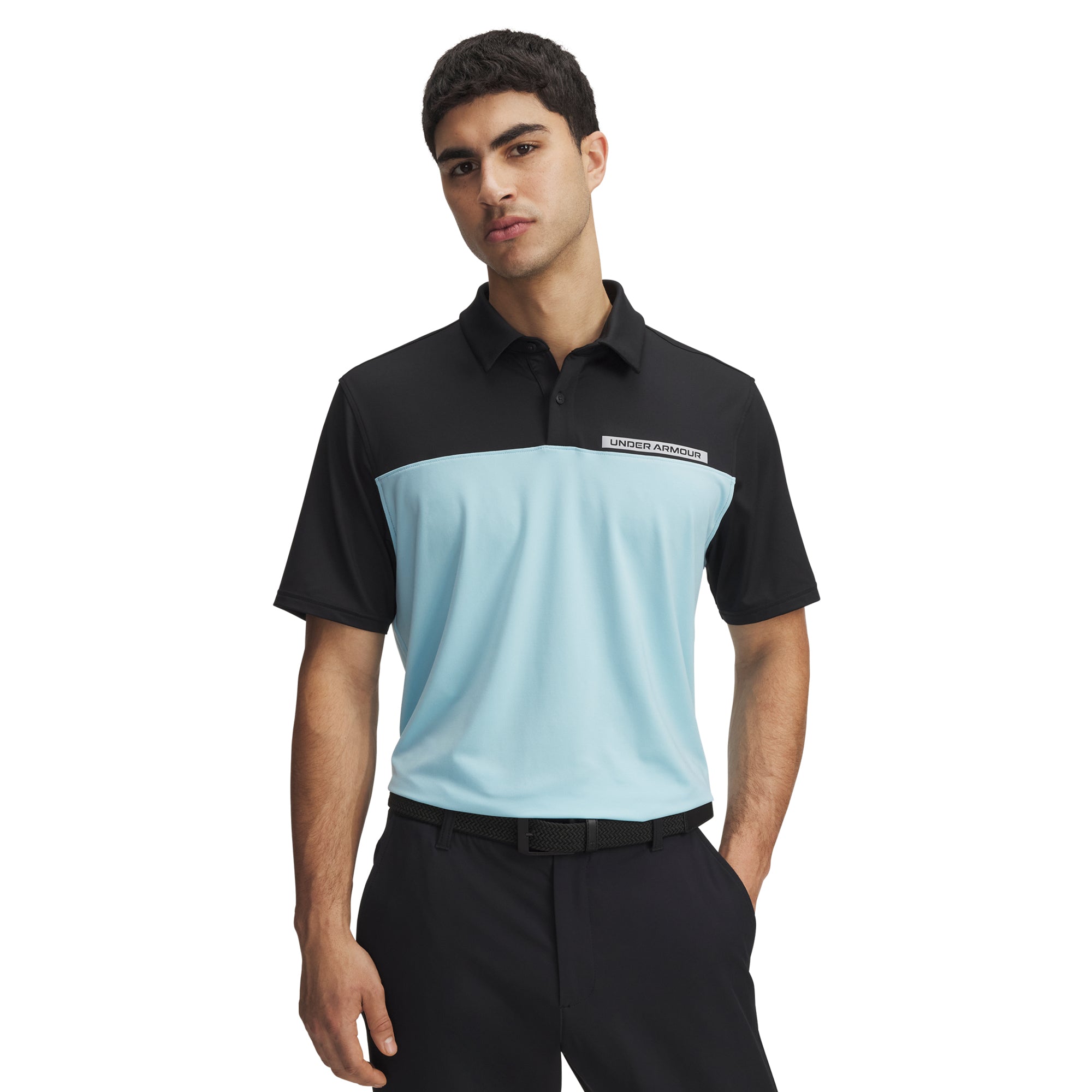 Under Armour Golf T2G Colour Block Shirt - Black/Stream 004 - 1383139 ...