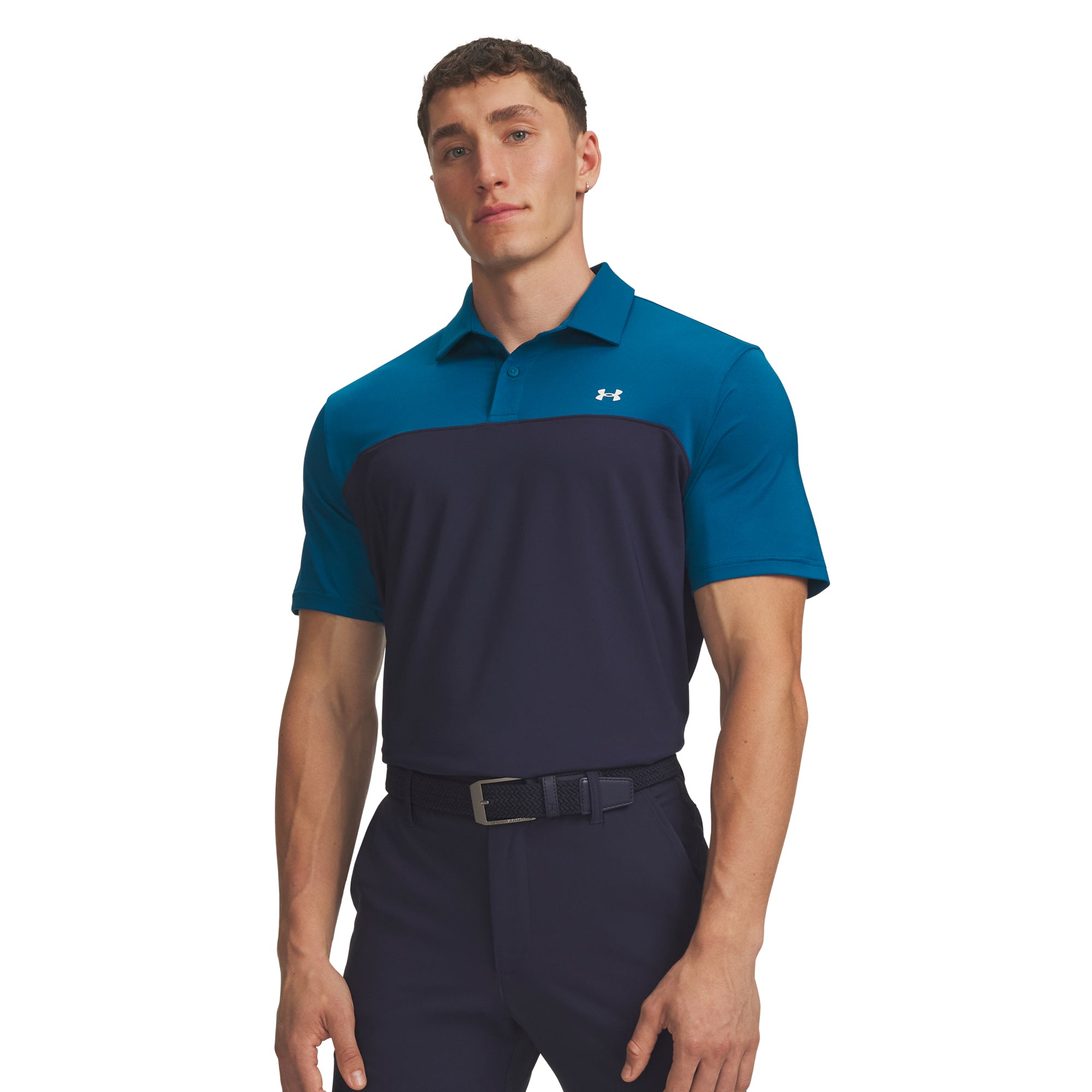 Under Armour Golf T2G Colour Block Shirt - Varsity Blue/Midnight Navy ...