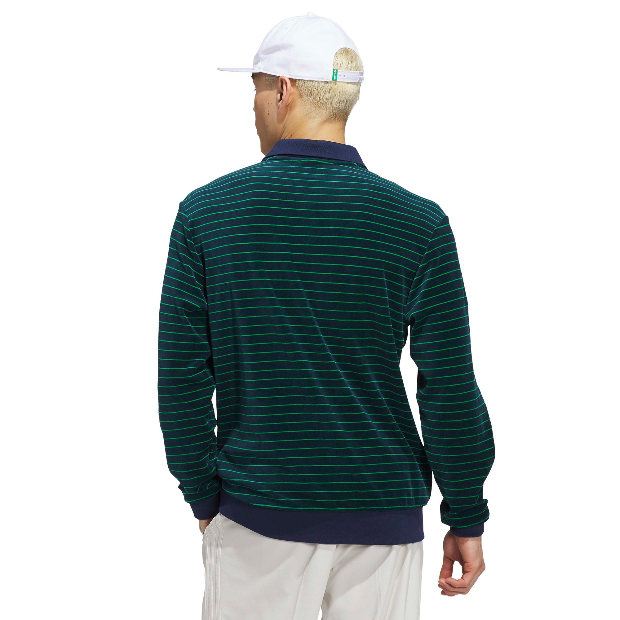 adidas Golf Originals Velour Long Sleeve Shirt - Night Indigo/Green ...