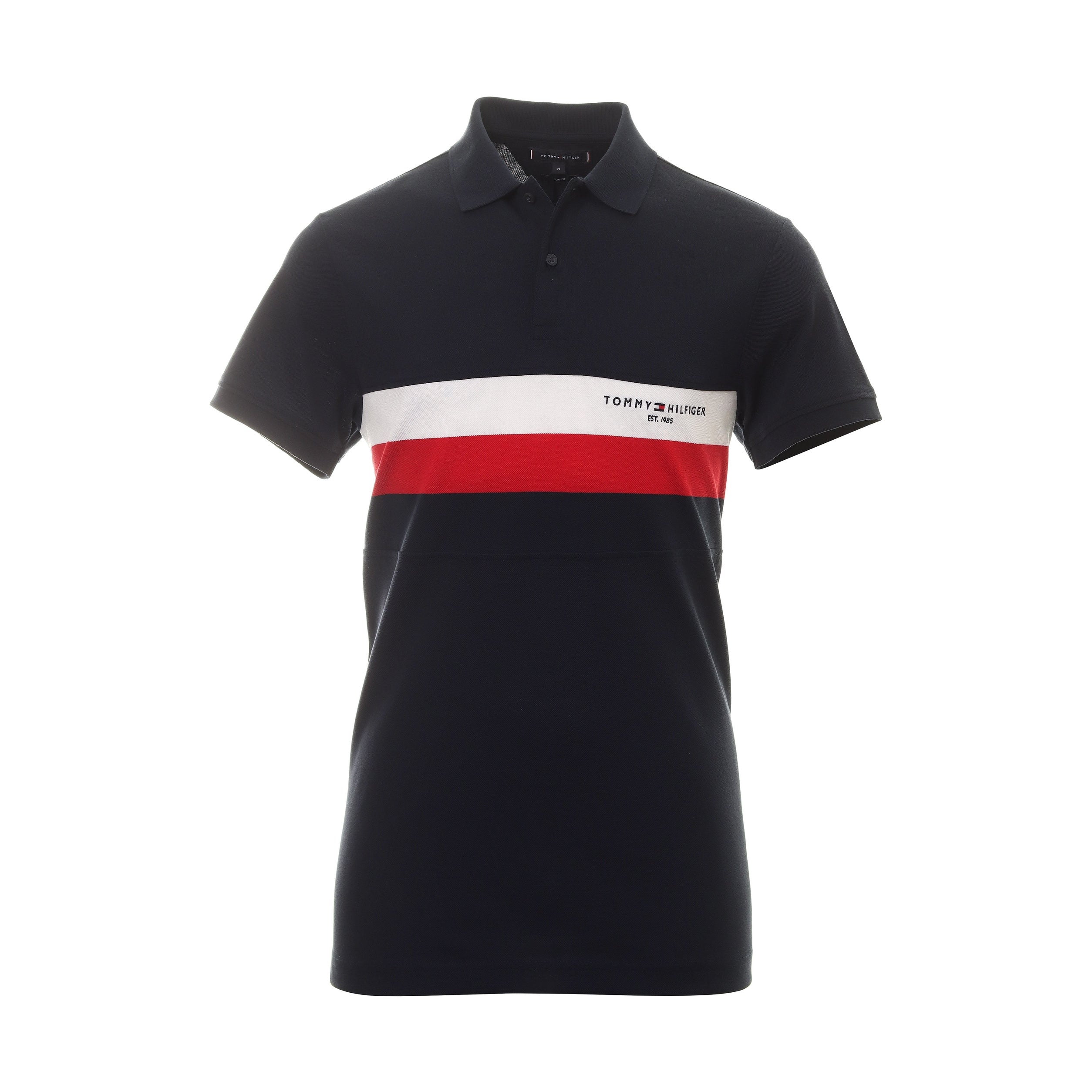 Tommy Hilfiger Chest Colourblock Slim Polo Shirt MW0MW30766 Desert Sky ...